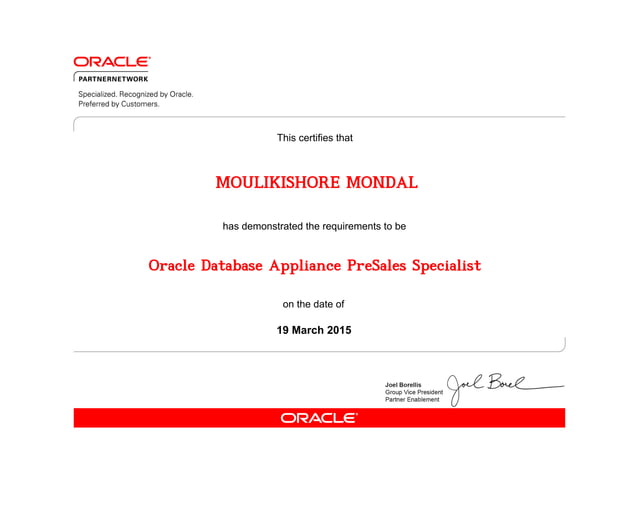 Oracle Database Appliance Presales Specialist | PPT