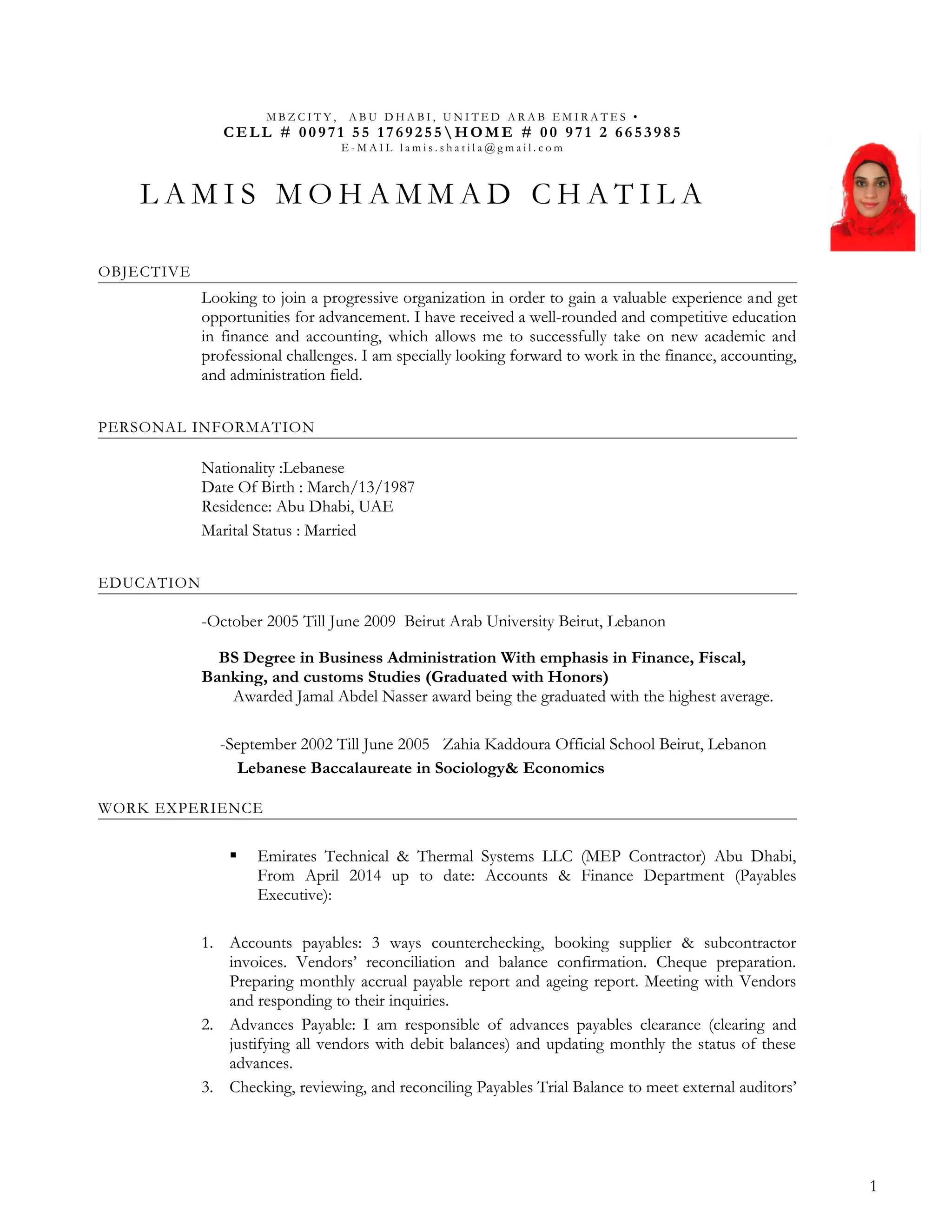LAMIS CHATILA_CV Updated 01-11-2016 | PDF