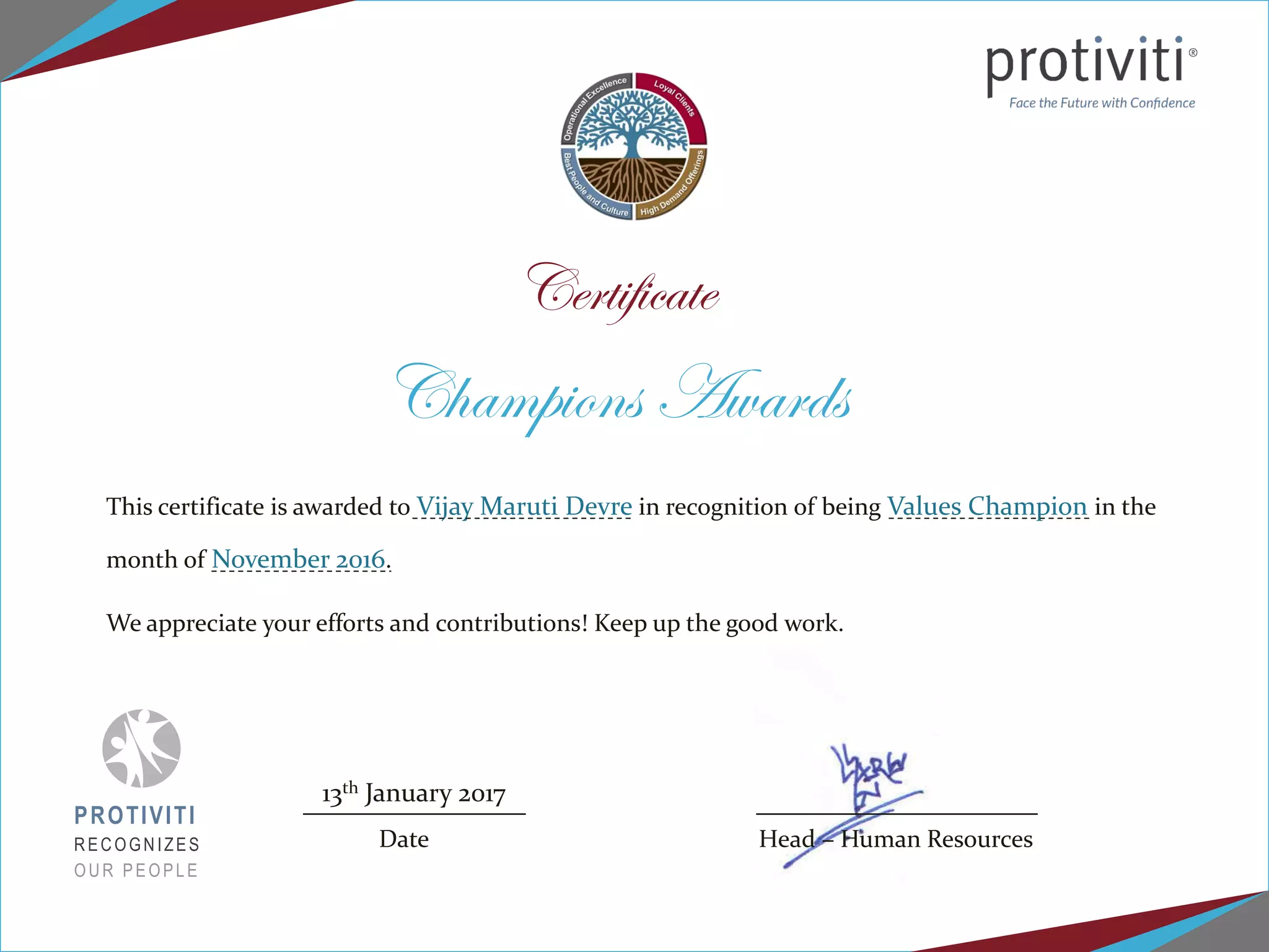 Values Champion_Vijay Maruti Devre_November 2016 | PDF