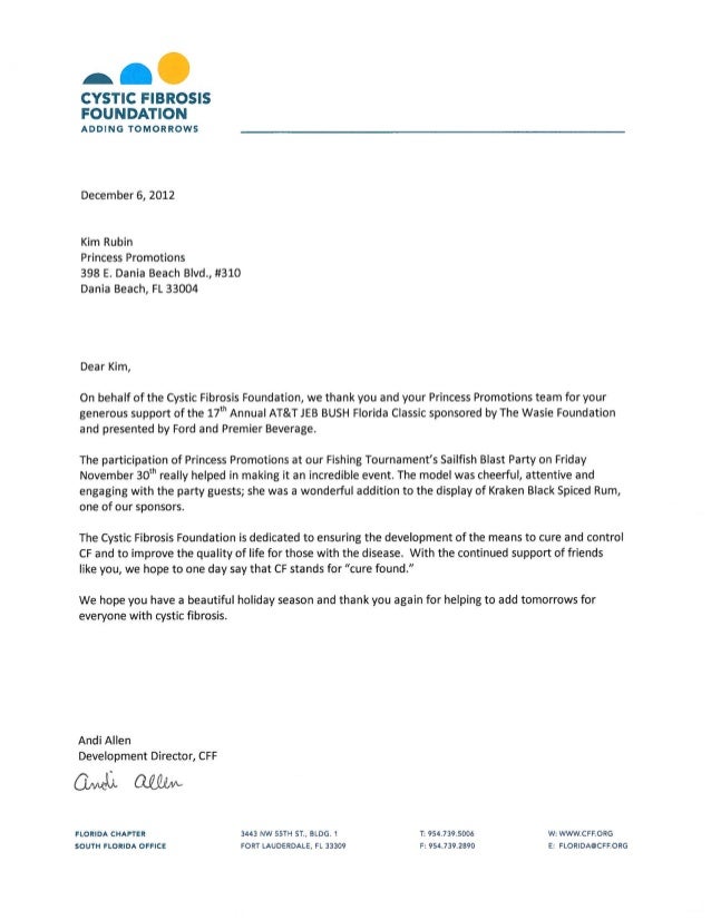 Cystic Fibrosis Letter Cystic Fibrosis Letter