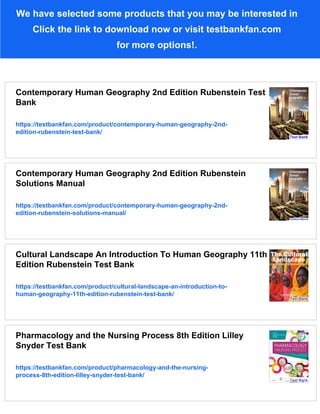 Introduction to Contemporary Geography 1st Edition Rubenstein Test Bank ...