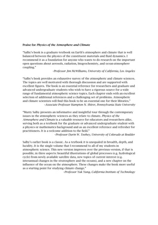 Physics of the Atmosphere and Climate 2nd Edition Salby | PDF