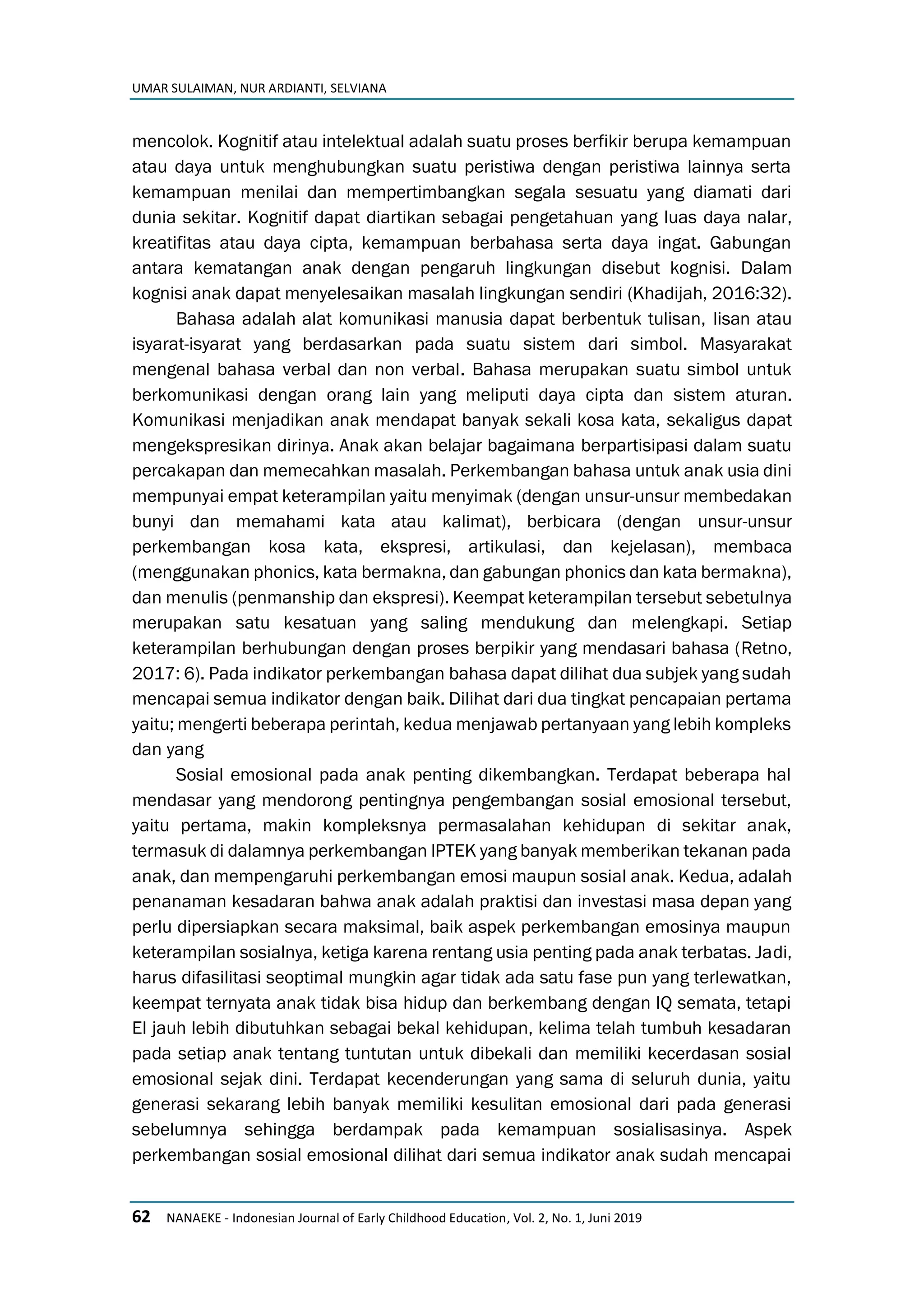 TINGKAT PENCAPAIAN ASPEK PERKEMBANGAN ANAK USIA 5-6 TAHUN BERDASARKAN ...