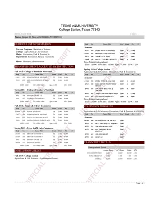 Spring 16 Transcript | PDF