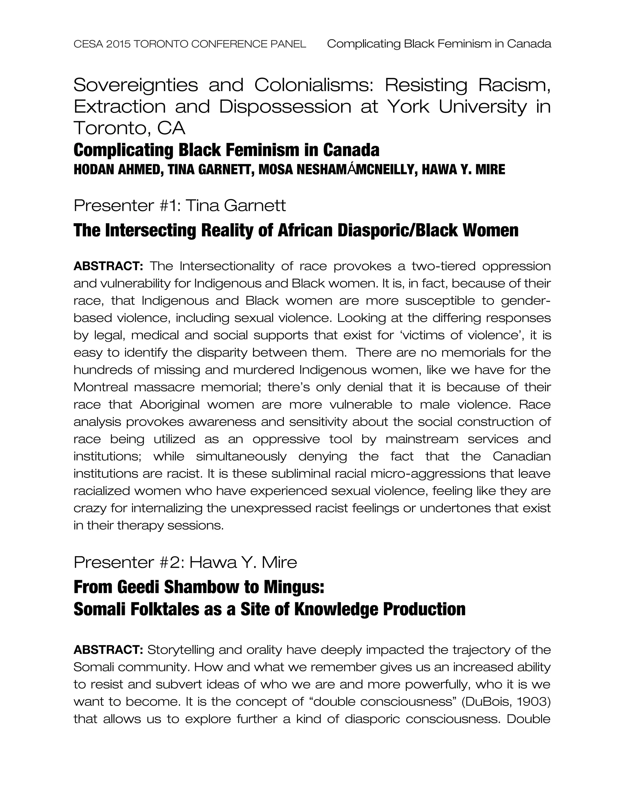 CESA Panel Abstracts | DOC