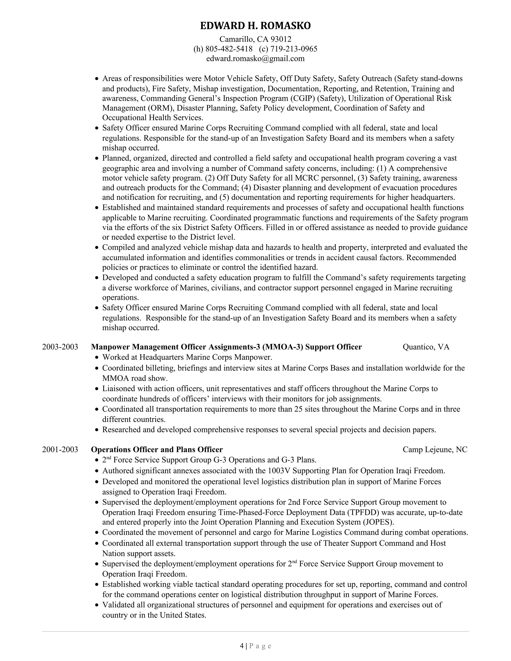 EDWARD ROMASKO RESUME | DOC