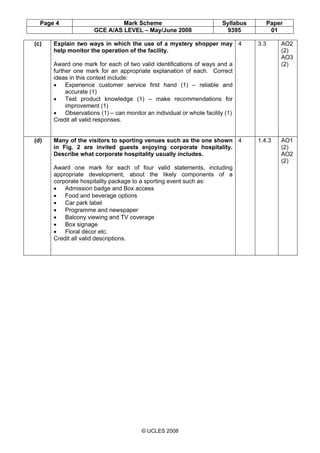 Travel And Tourism 9395 Marking Scheme for May / June 2008 Zimbabwe ...