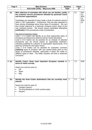 Travel And Tourism 9395 Marking Scheme for May / June 2008 Zimbabwe ...