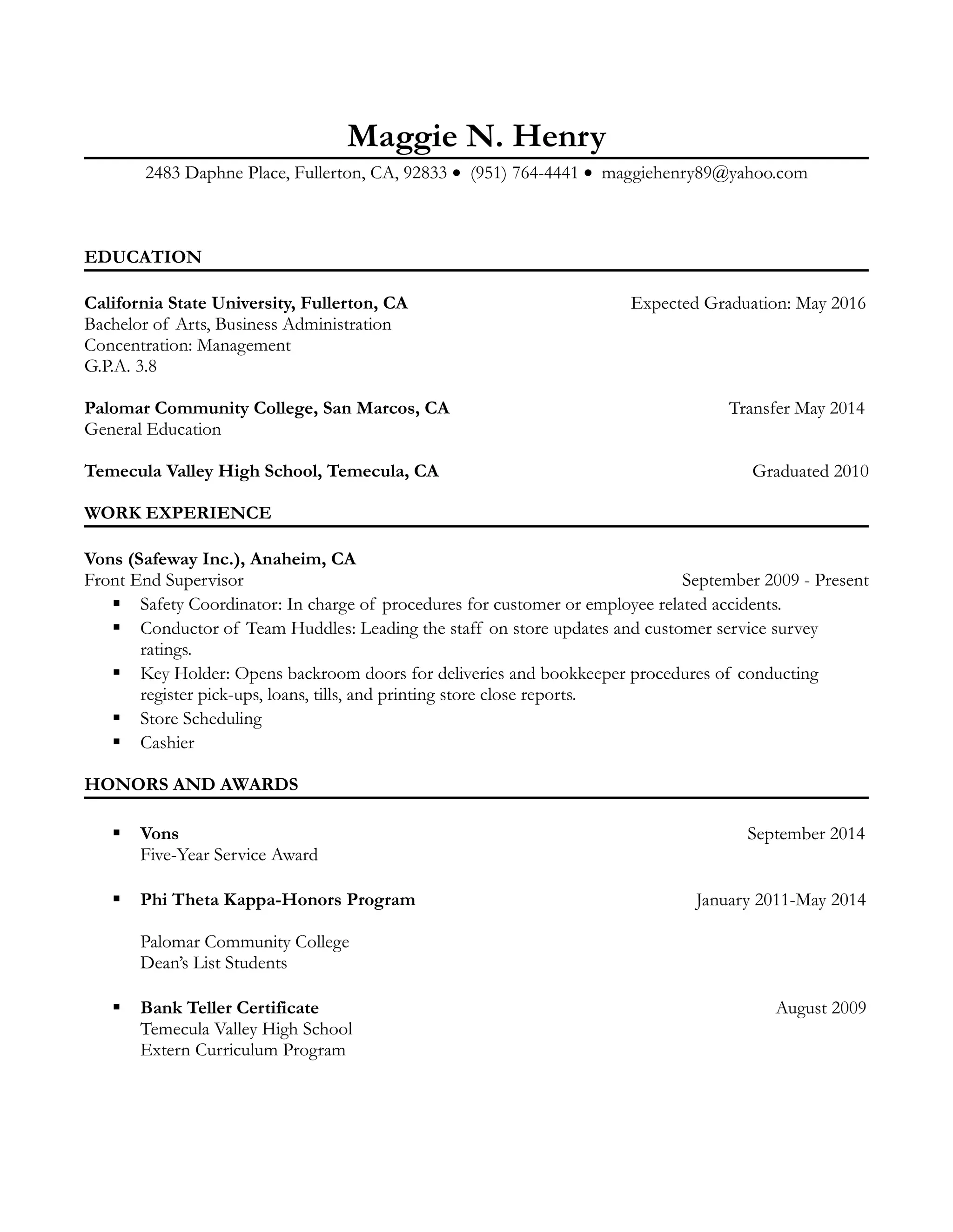 MHenry Coca-ColaCareer Resume | DOC