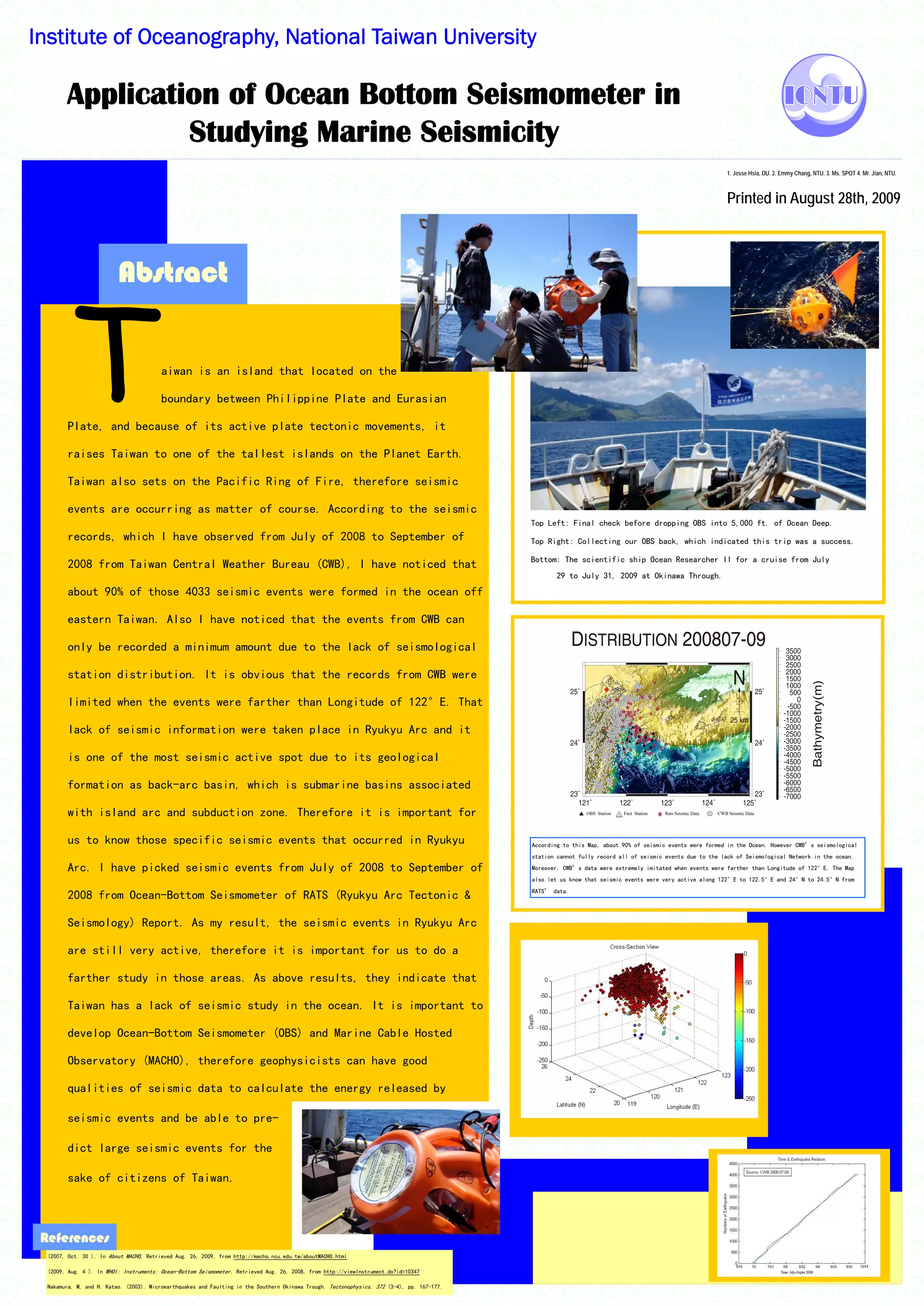 Application of Ocean Bottom Seismometer in Studying Marine Seismicity | PDF
