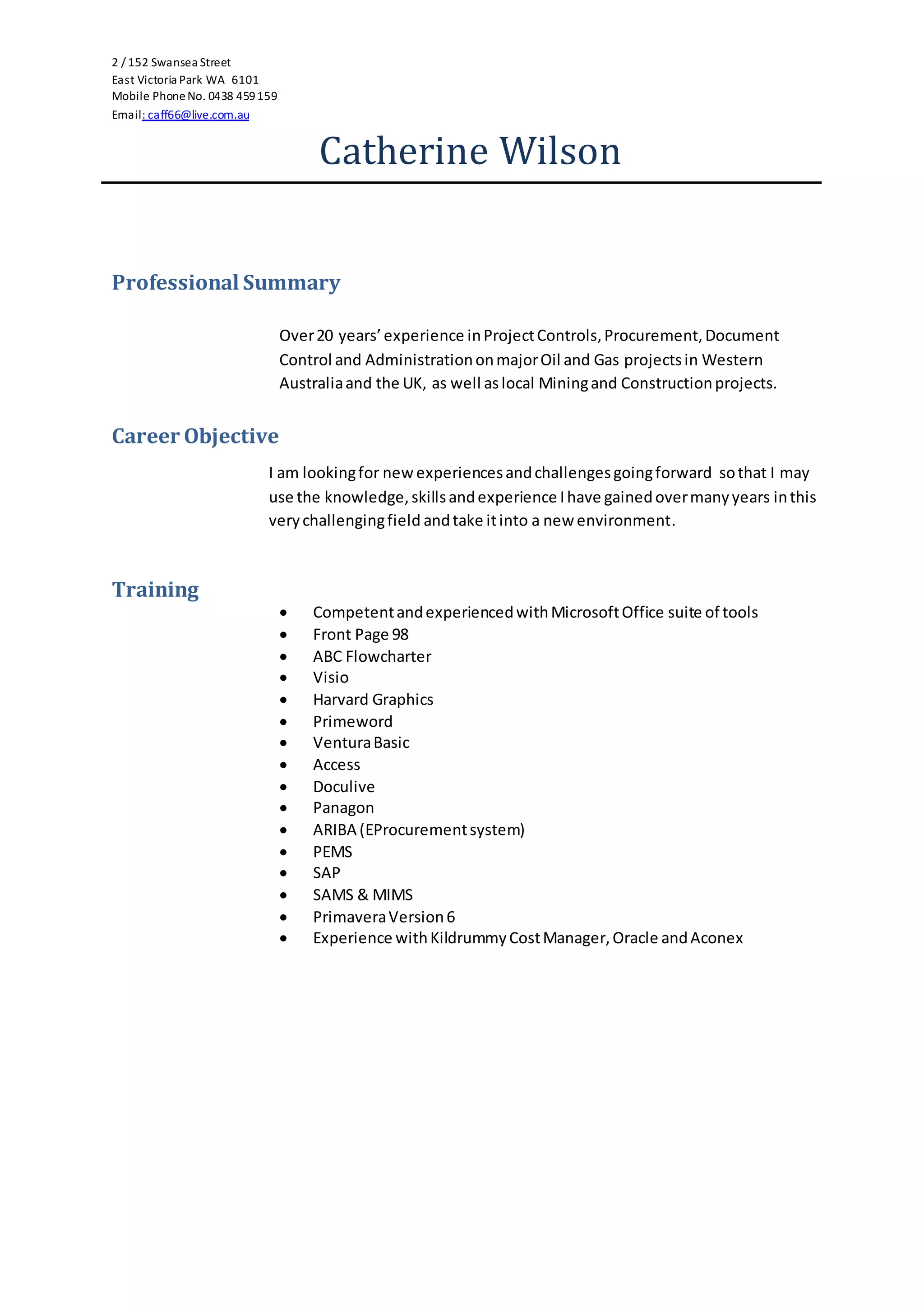 Wilson, Catherine - Resume | PDF