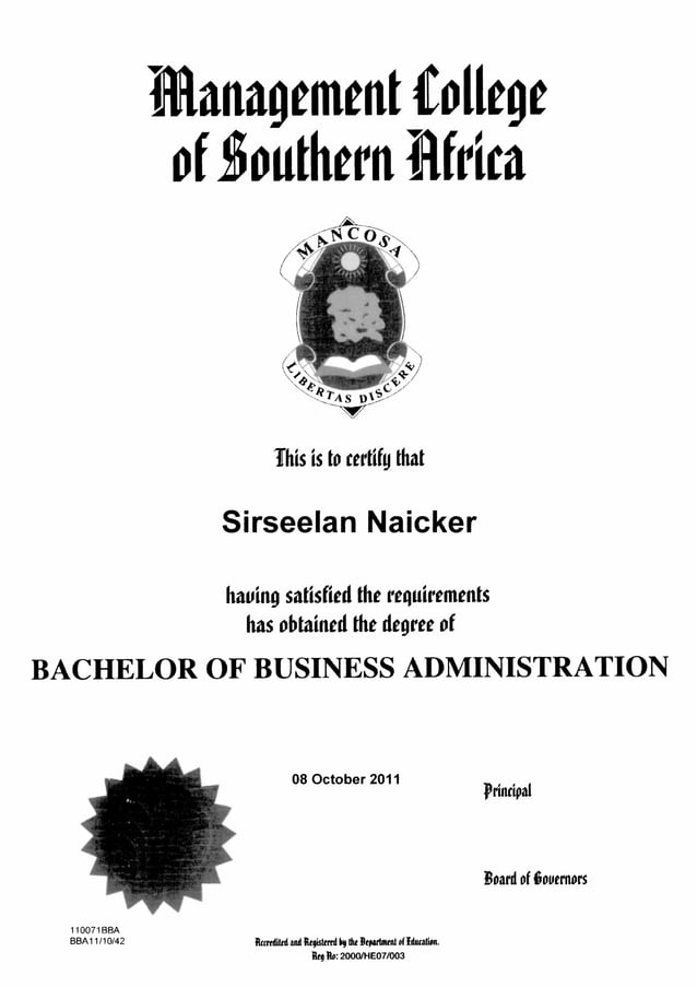 BBA certificate 110071 | PDF