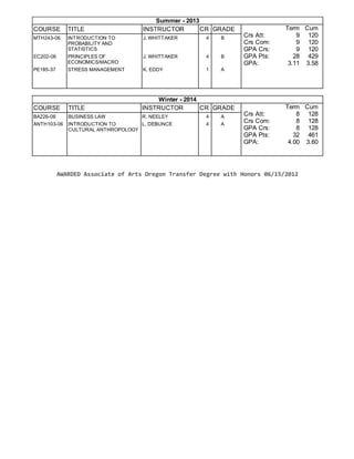 BMCC Unofficial Transcripts (1) | PDF
