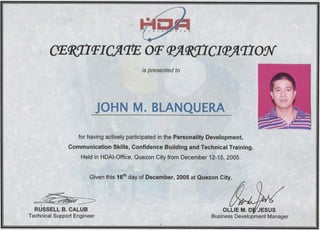 personal certificates | PPT