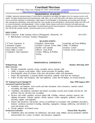 Courtland Morrison Resume (Logistics) | DOCX | Logistics | Business