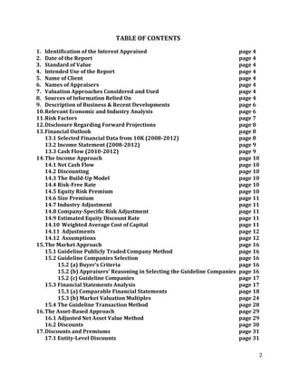 Writing Sample - Valuation Report | PDF