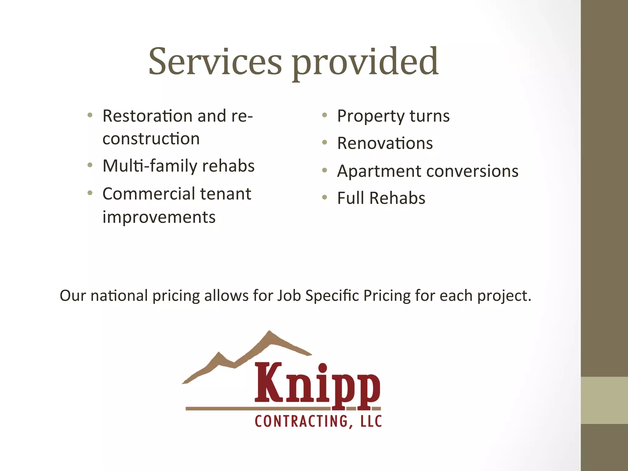 Knipp Contracting overview 2015 | PDF