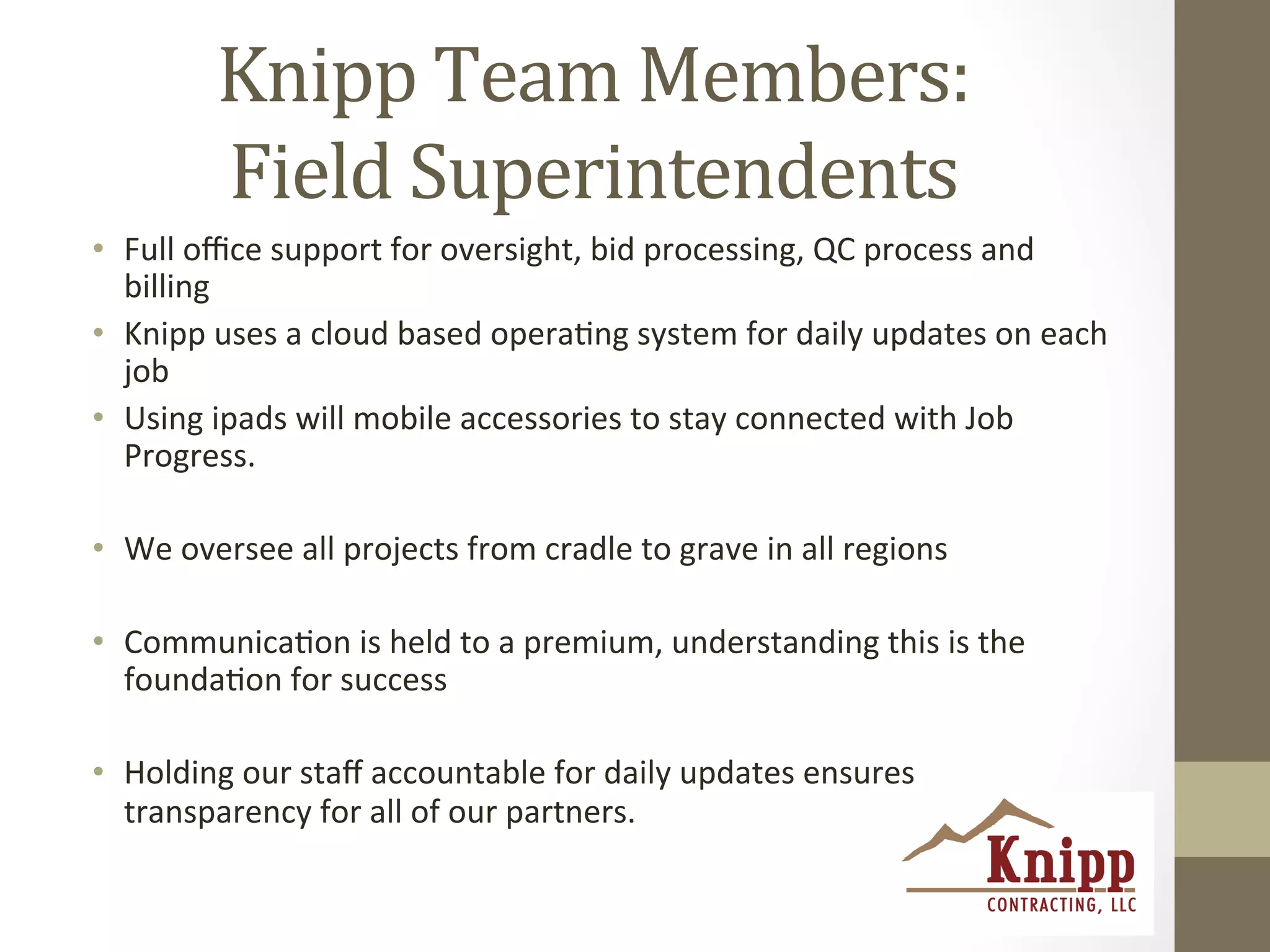 Knipp Contracting overview 2015 | PPT