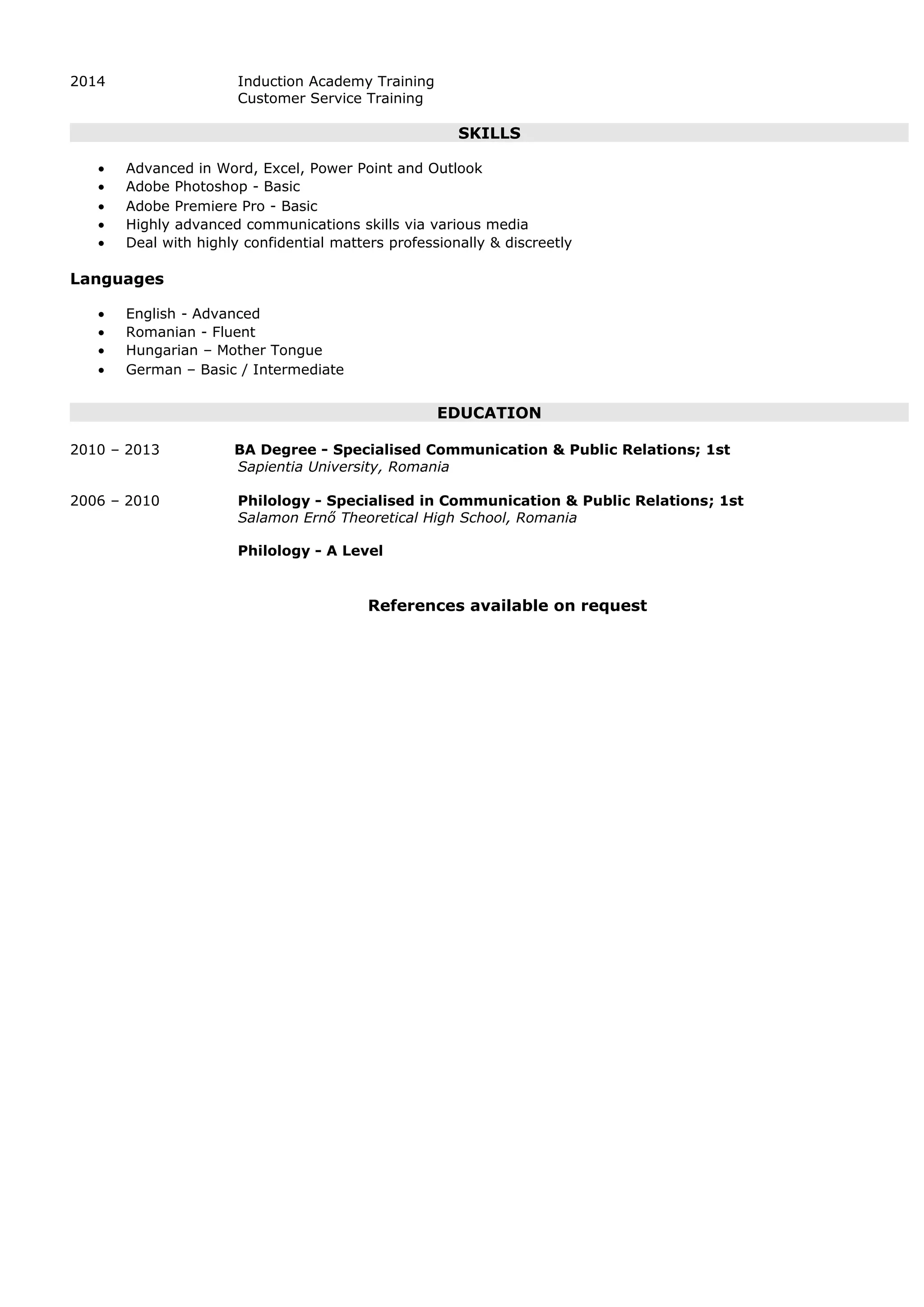 Eszter Gyorgy Fazakas Resume 2015 | DOC