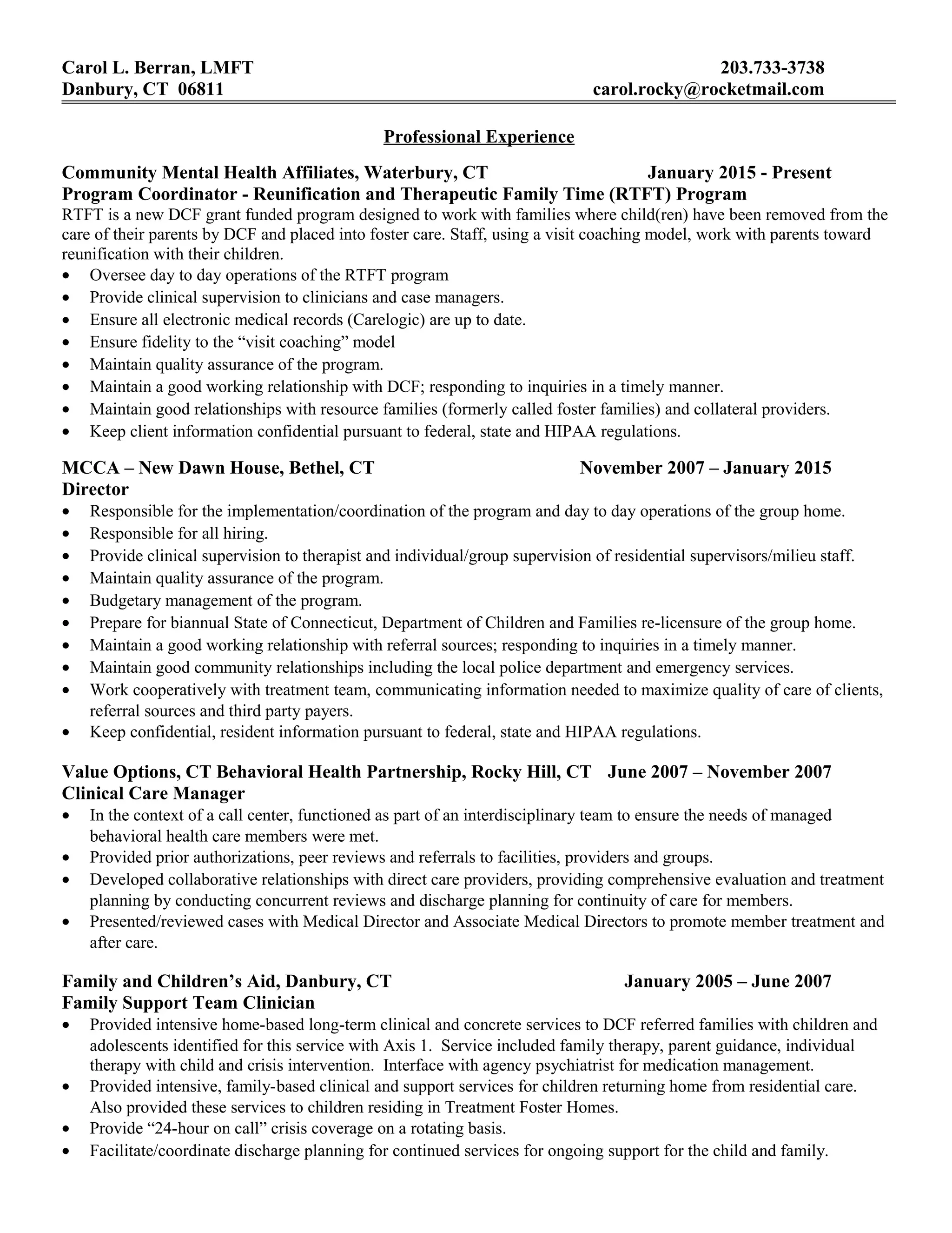 Carol Berran resume 2016 | PDF