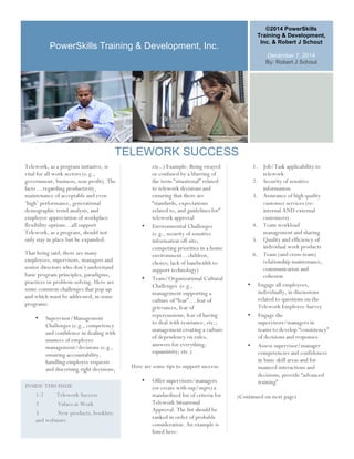 Telework Success | PDF | Remote Working | Careers