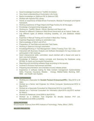 Amit_9yrs of Automation and manual Exp | PDF