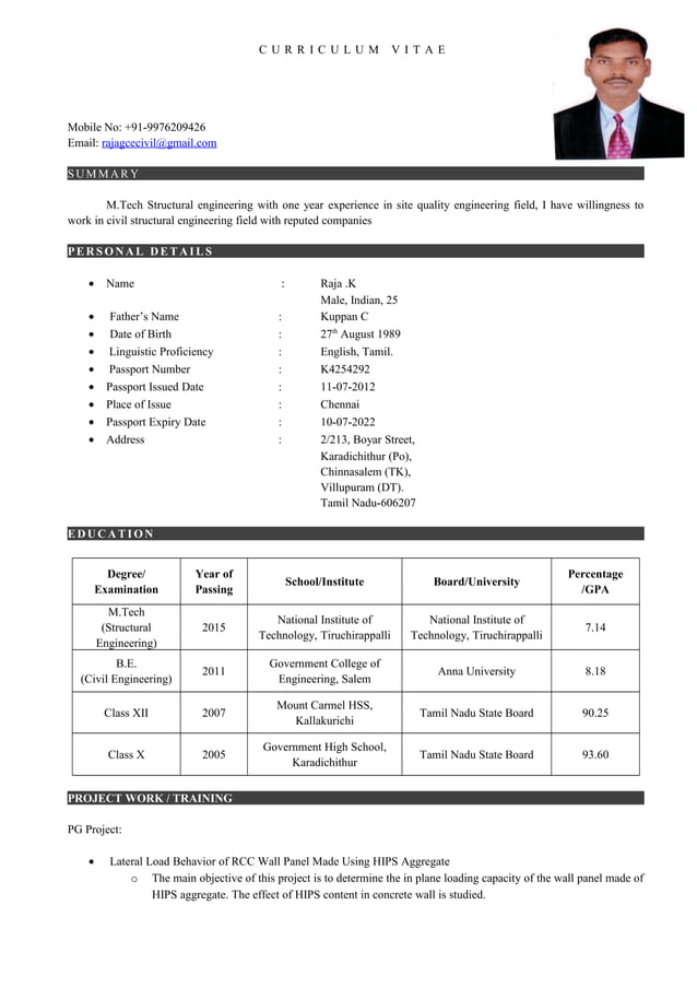 Raja Resume | DOC | Civil Engineering Industry | Industries