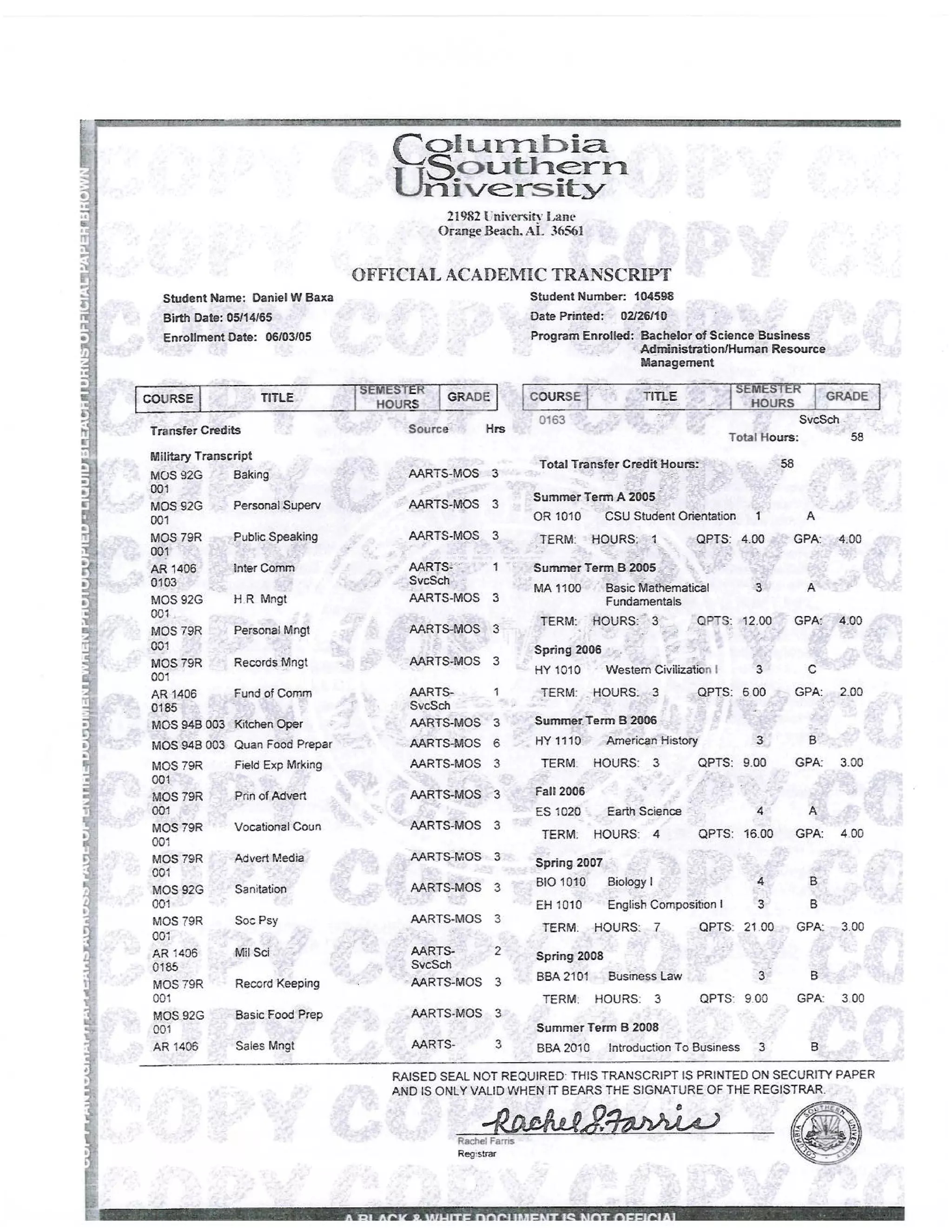 College Transcripts | PDF