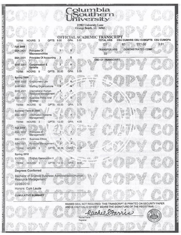 College Transcripts | PDF