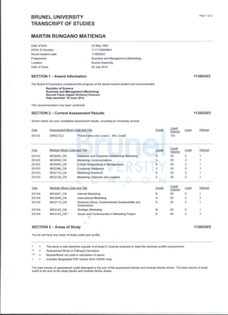Final Year Transcripts | PDF