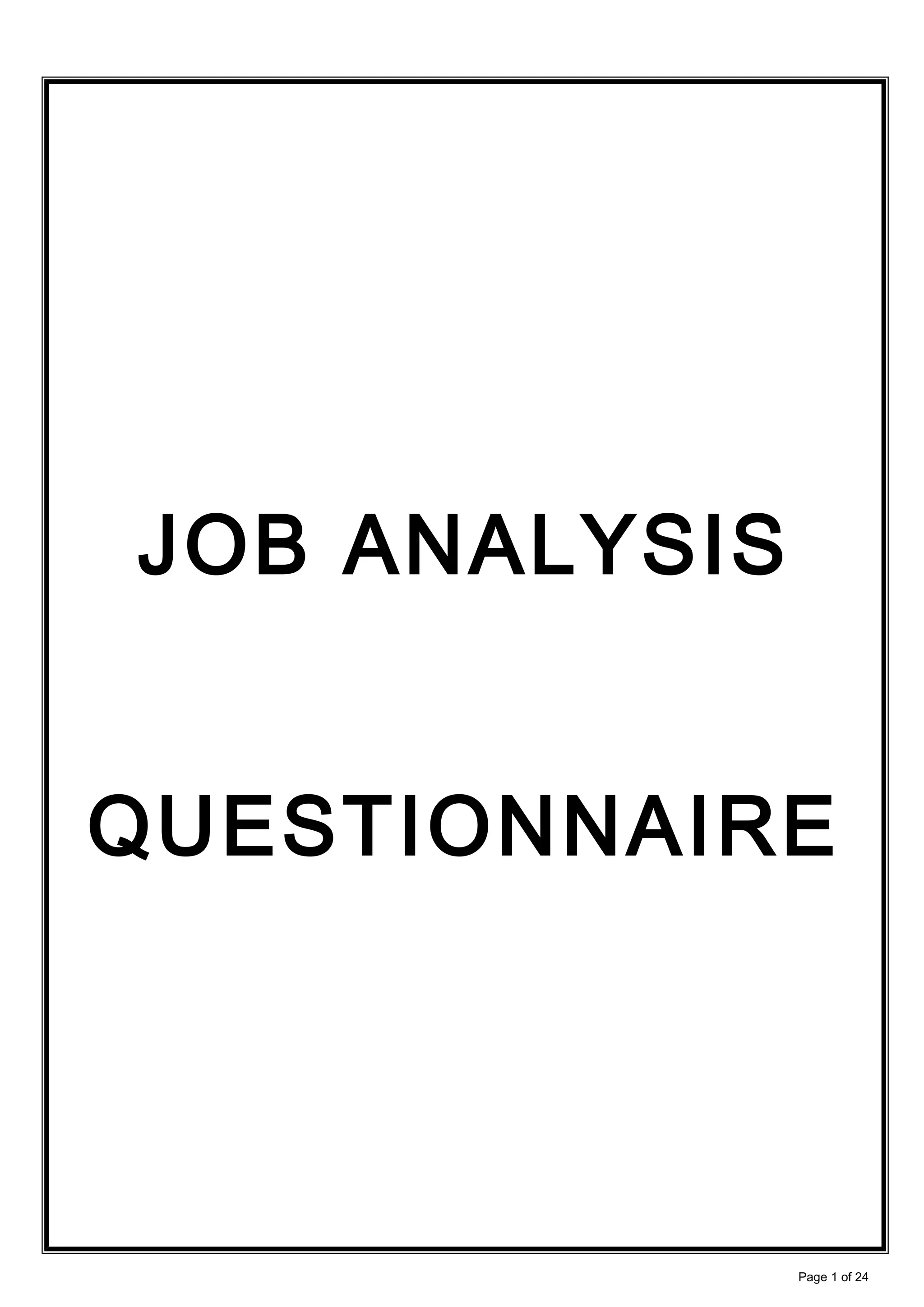Job Analysis Questionnaire | DOC