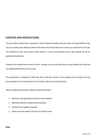 Job Analysis Questionnaire | DOC