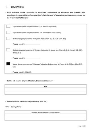 Job Analysis Questionnaire | DOC