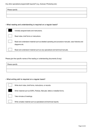 Job Analysis Questionnaire | DOC