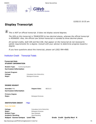 unofficial transcripts | PDF