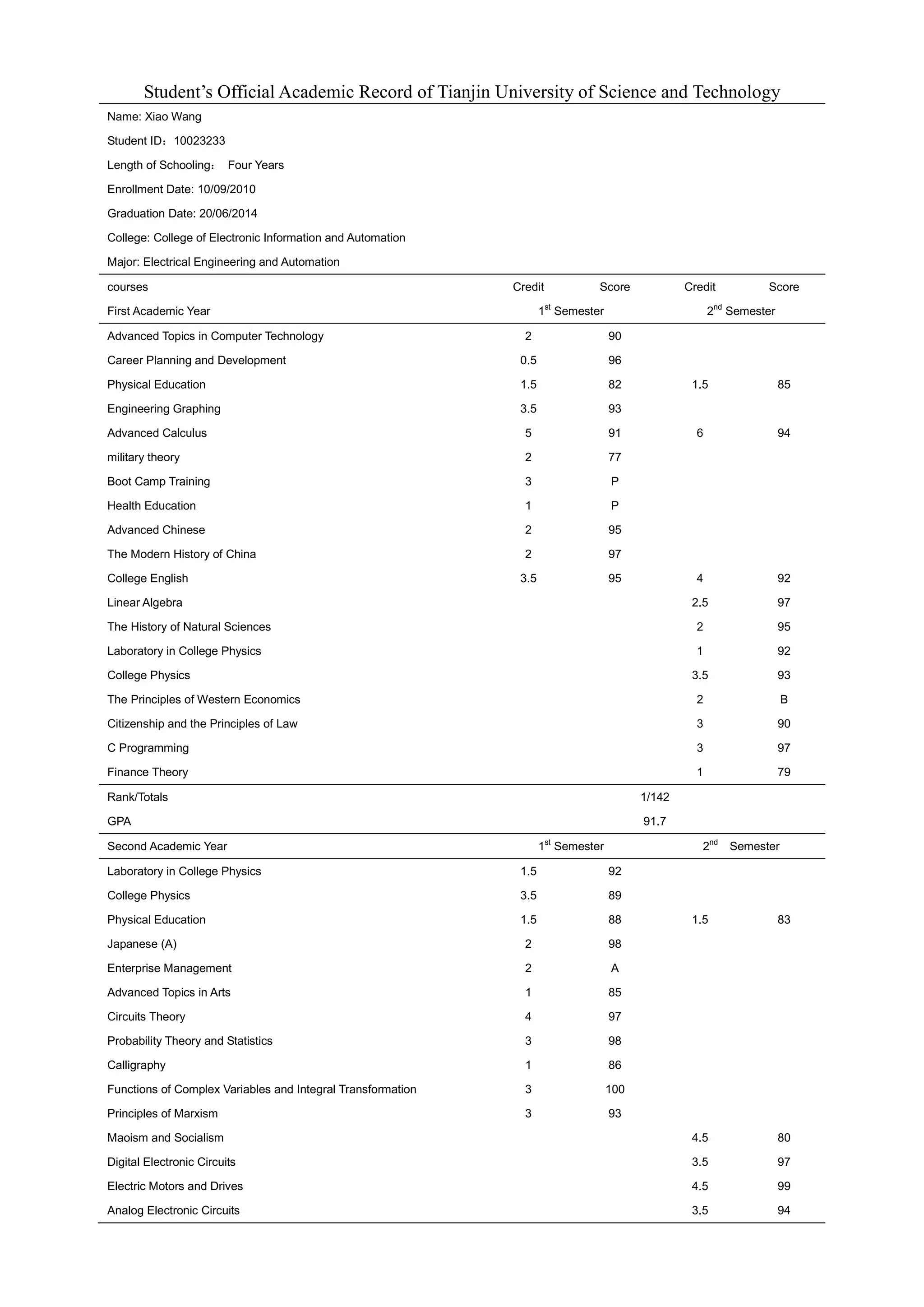 transcript_xiaowang_undergraduate | PDF