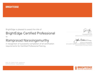 BrightEdge-Certification-Ramprasad | PDF