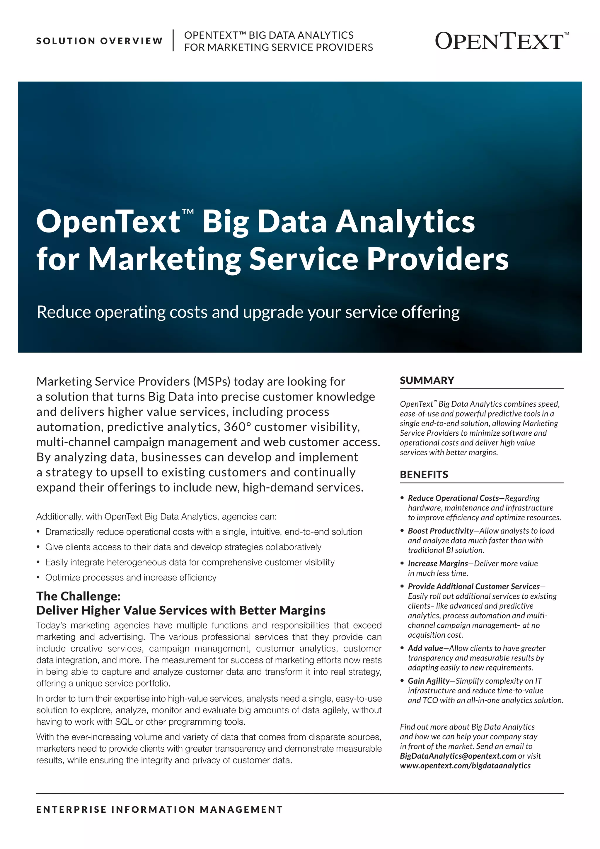OpenText Big Data Analytics for Marketing Service Providers - Solution Overview | PDF