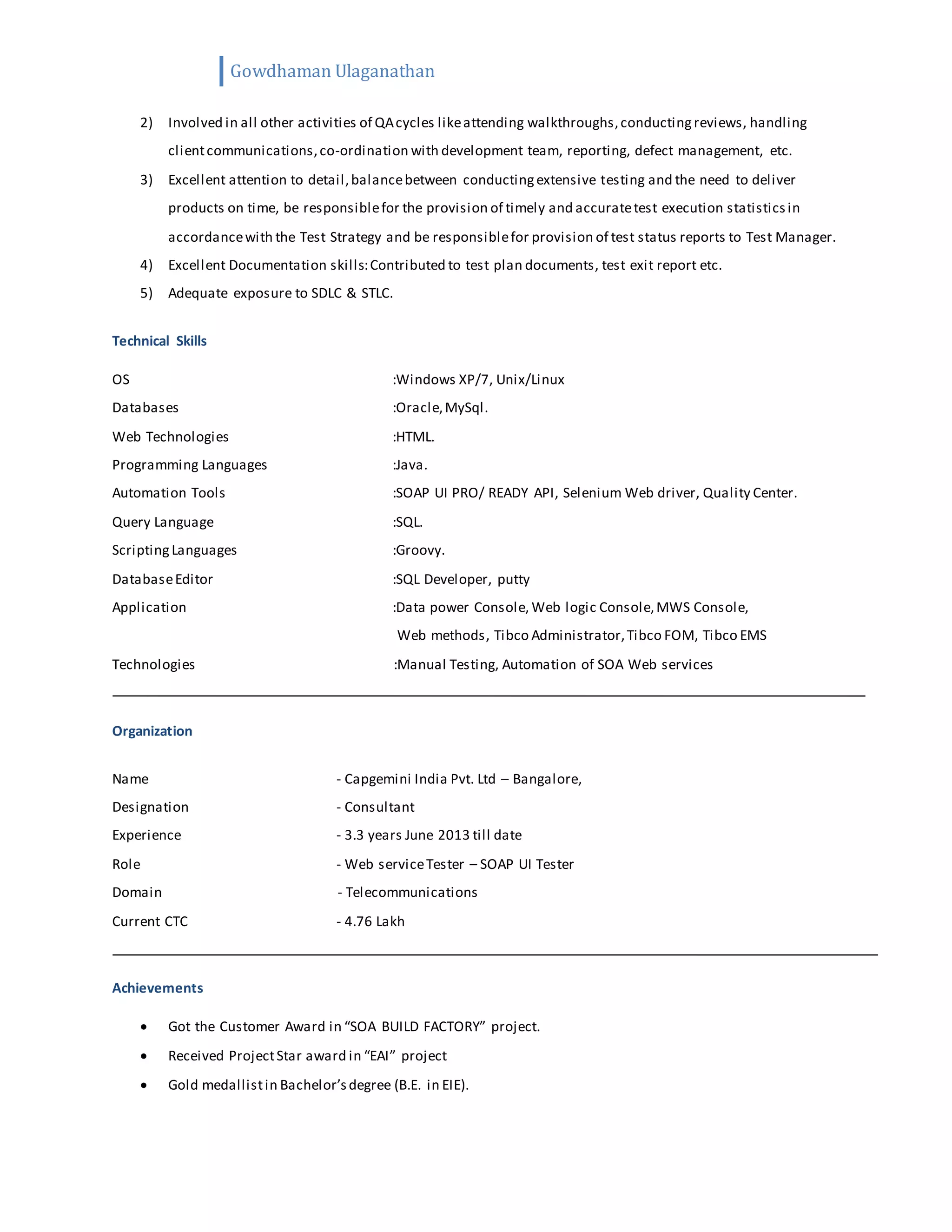 Resume_Gowdhaman_23102016 | DOCX | Web Development | Internet