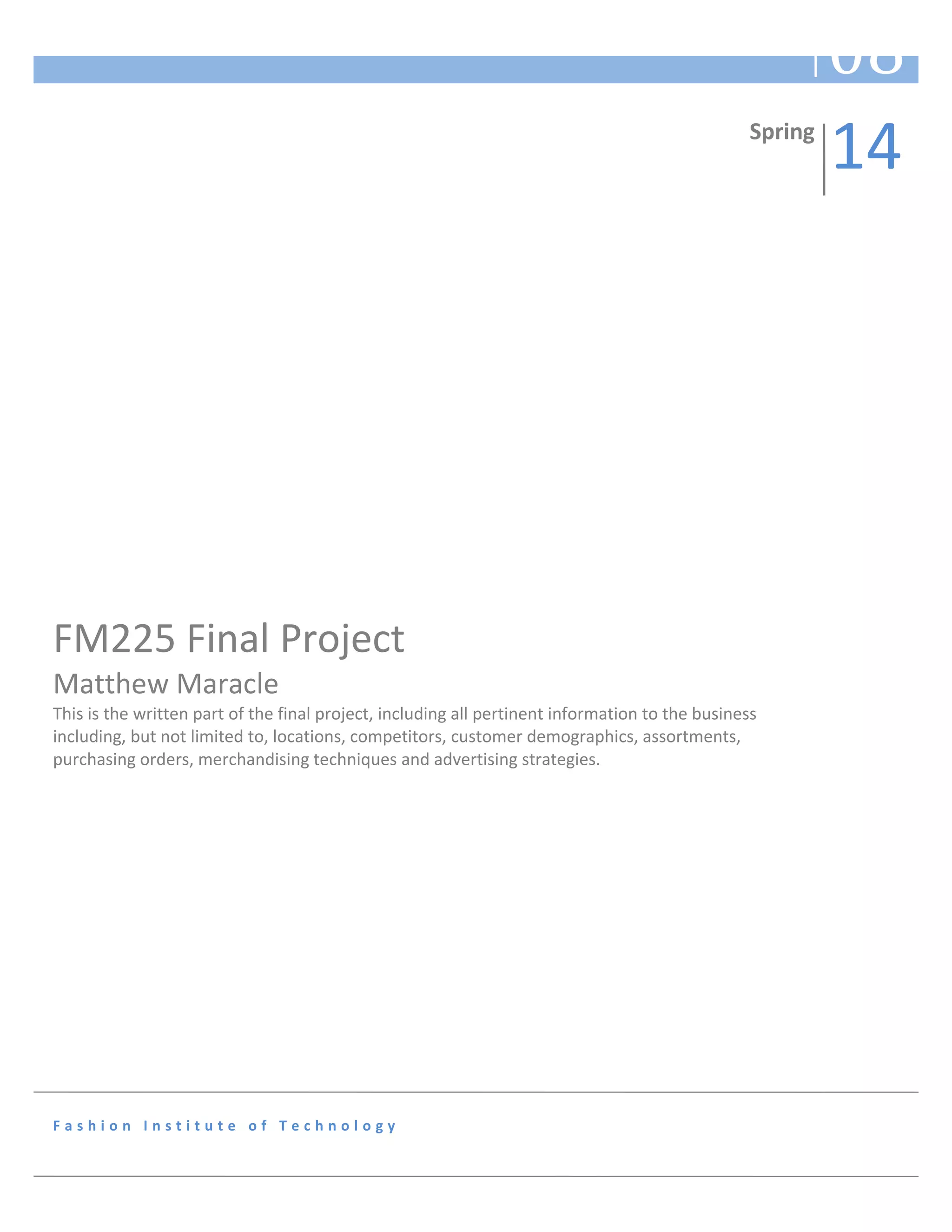 Fm225 Matthew Maracle Final Project (2) | PDF