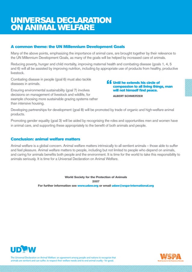 The Universal Declaration on Animal Welfare | PDF