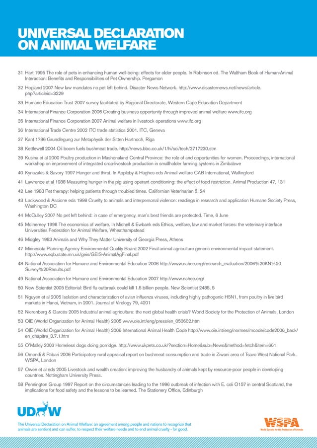 The Universal Declaration on Animal Welfare | PDF