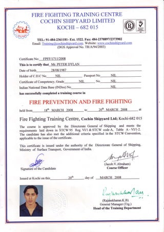 cochin Shipyard fire fighting training cert.PDF