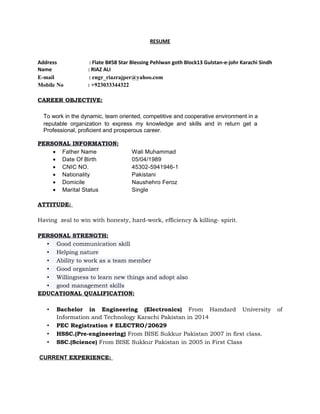 Riaz Ali CV | DOC