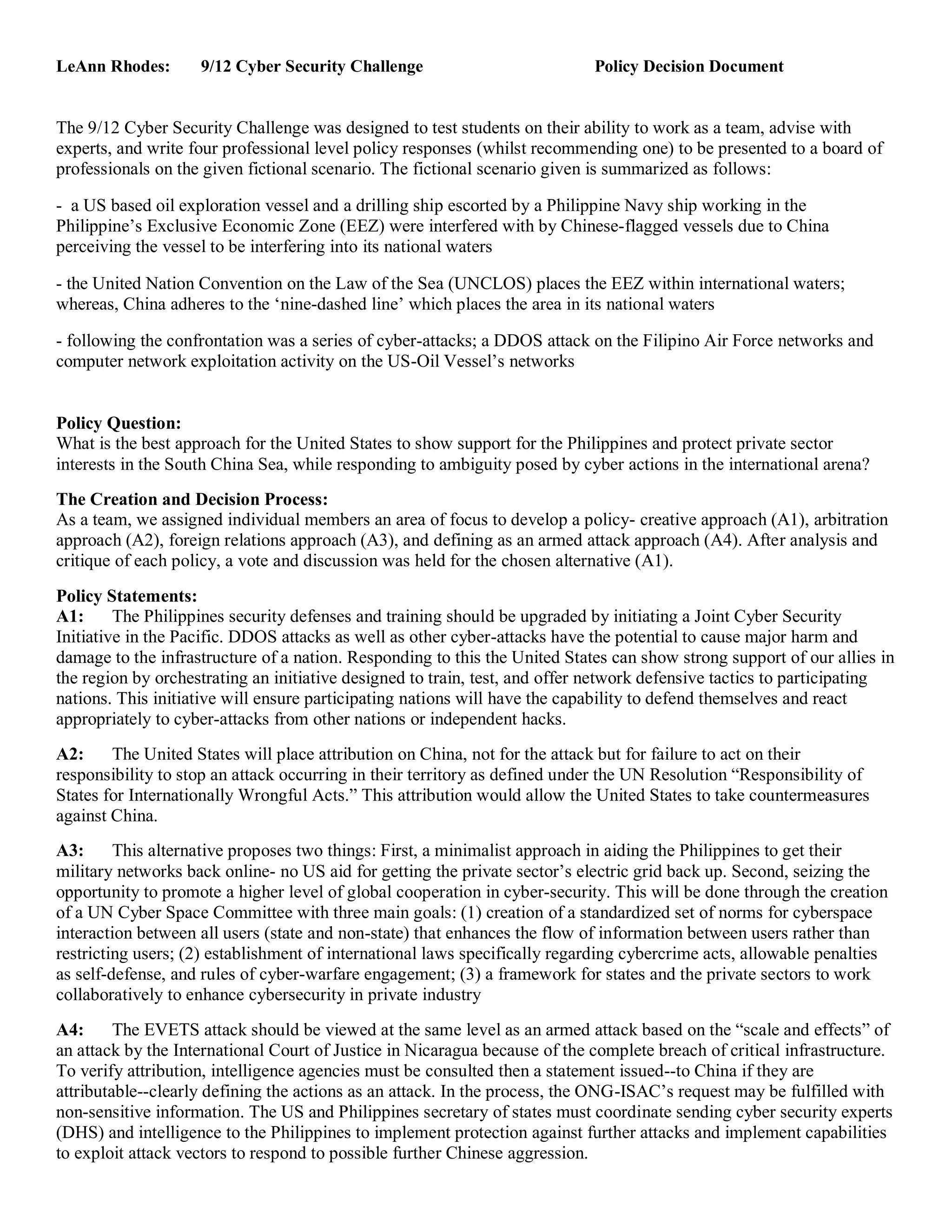 CyberSecurity Challenge Decision Document | PDF