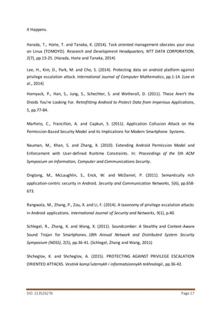 Mitigating Privilege-Escalation Attacks on Android Report | PDF