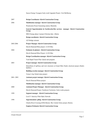 Denault_resume_2015b | DOC | Civil Engineering Industry | Industries