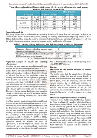 Study on College Students Learning Efficiency under Online and Offline ...