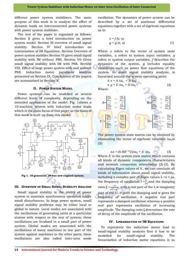 Power System Stabilizer with Induction Motor on Inter Area Oscillation of Inter Connected | PDF ...