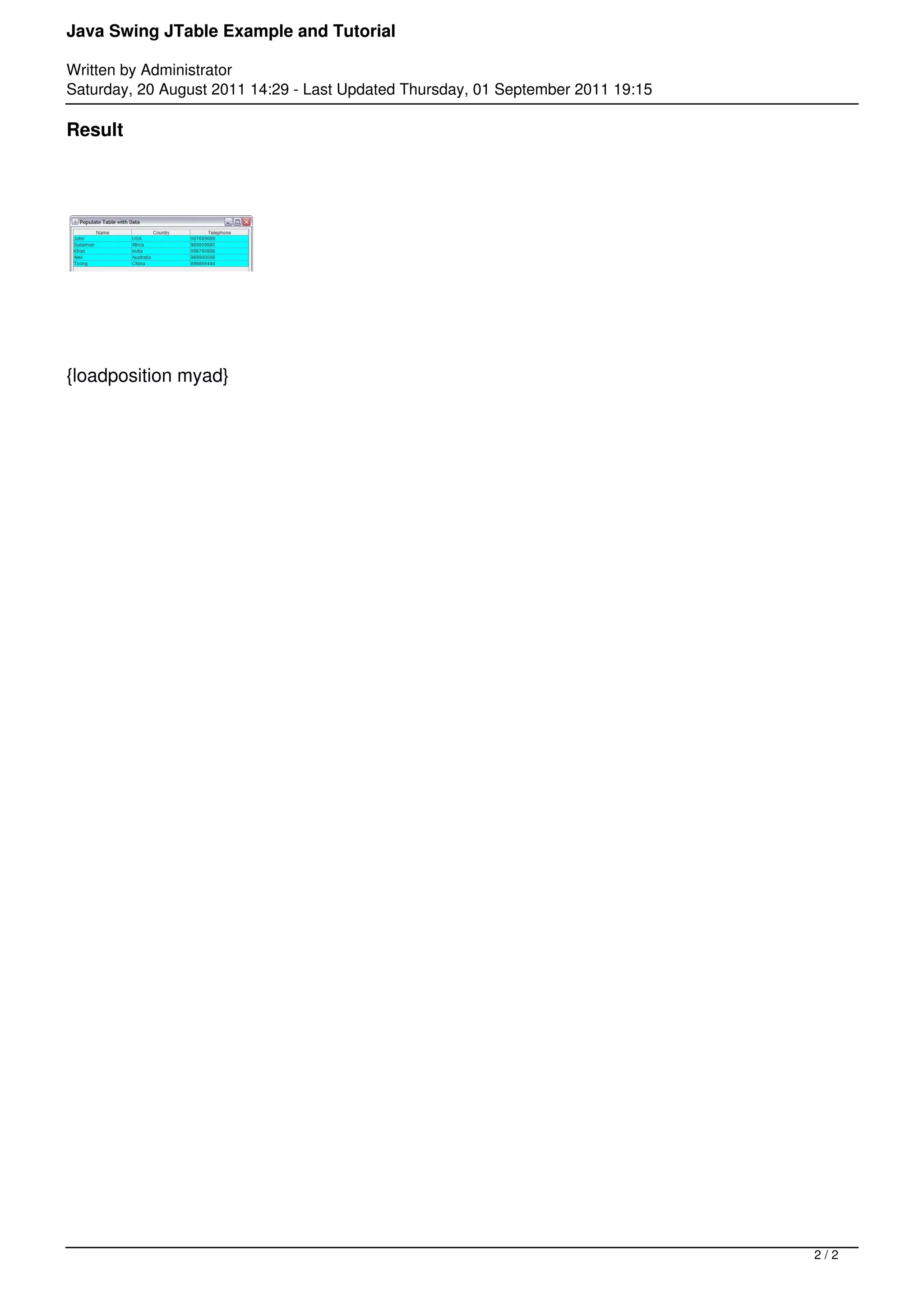 94 java-swing-jtable-example-and-tutorial | PDF